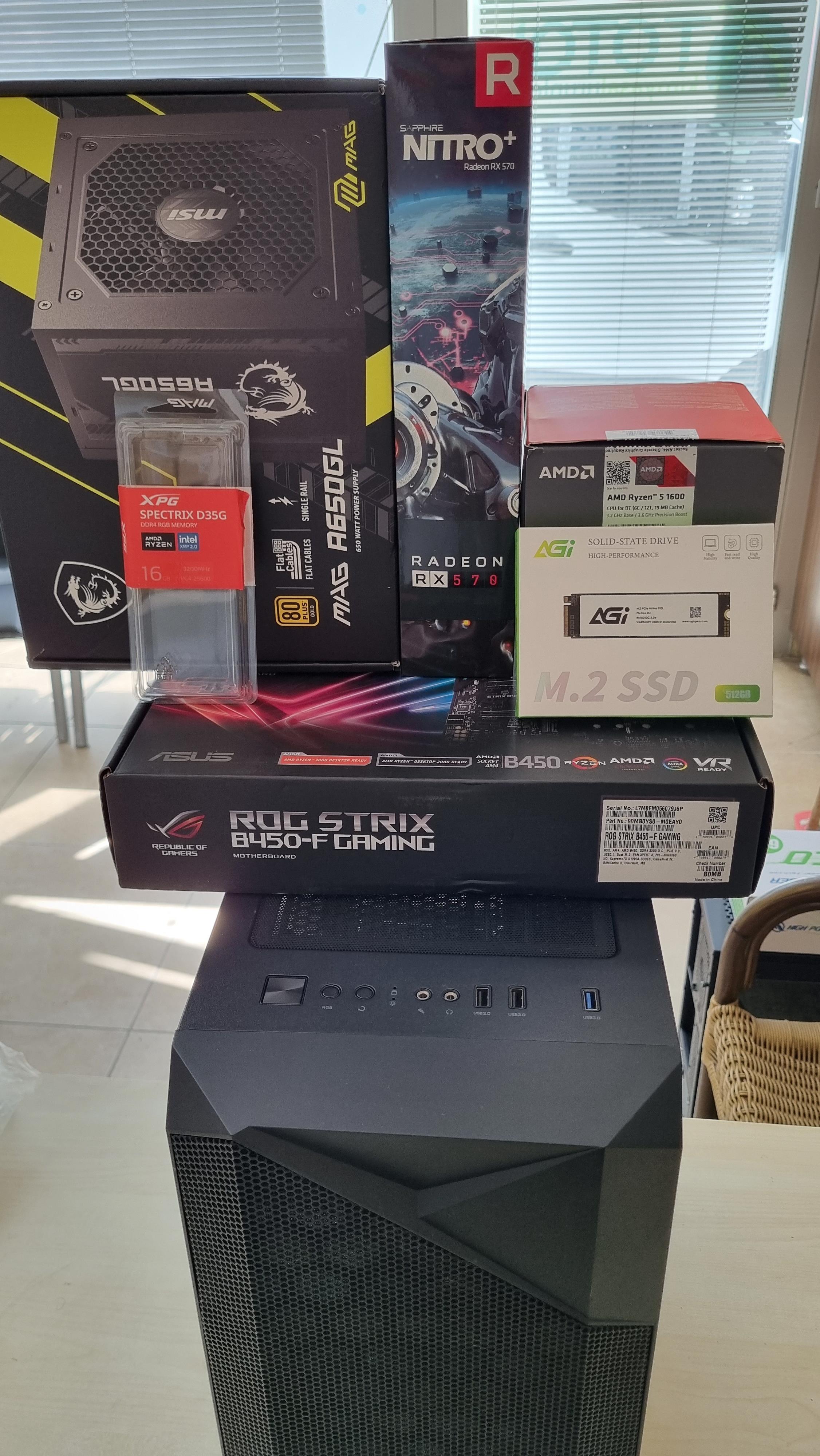 RYZEN 1600AF, ROG B450 STRIX, 16 GB DDR4, RX570 NITRO, TT G33, MSI 650W ...